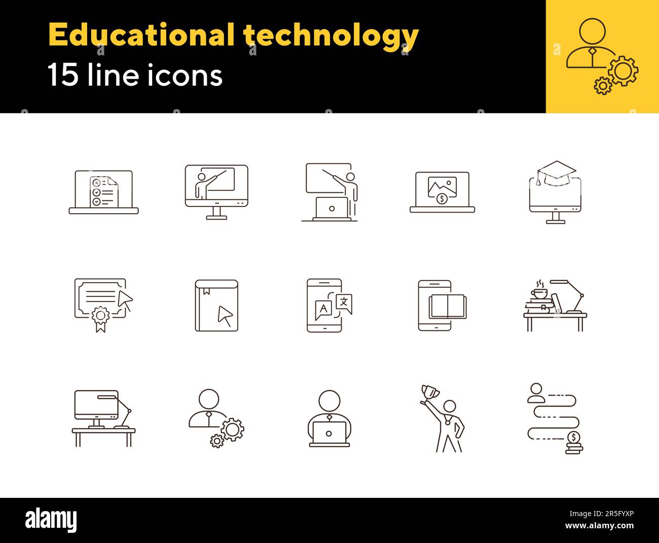 Educational technology line icon set Stock Vector Image & Art - Alamy