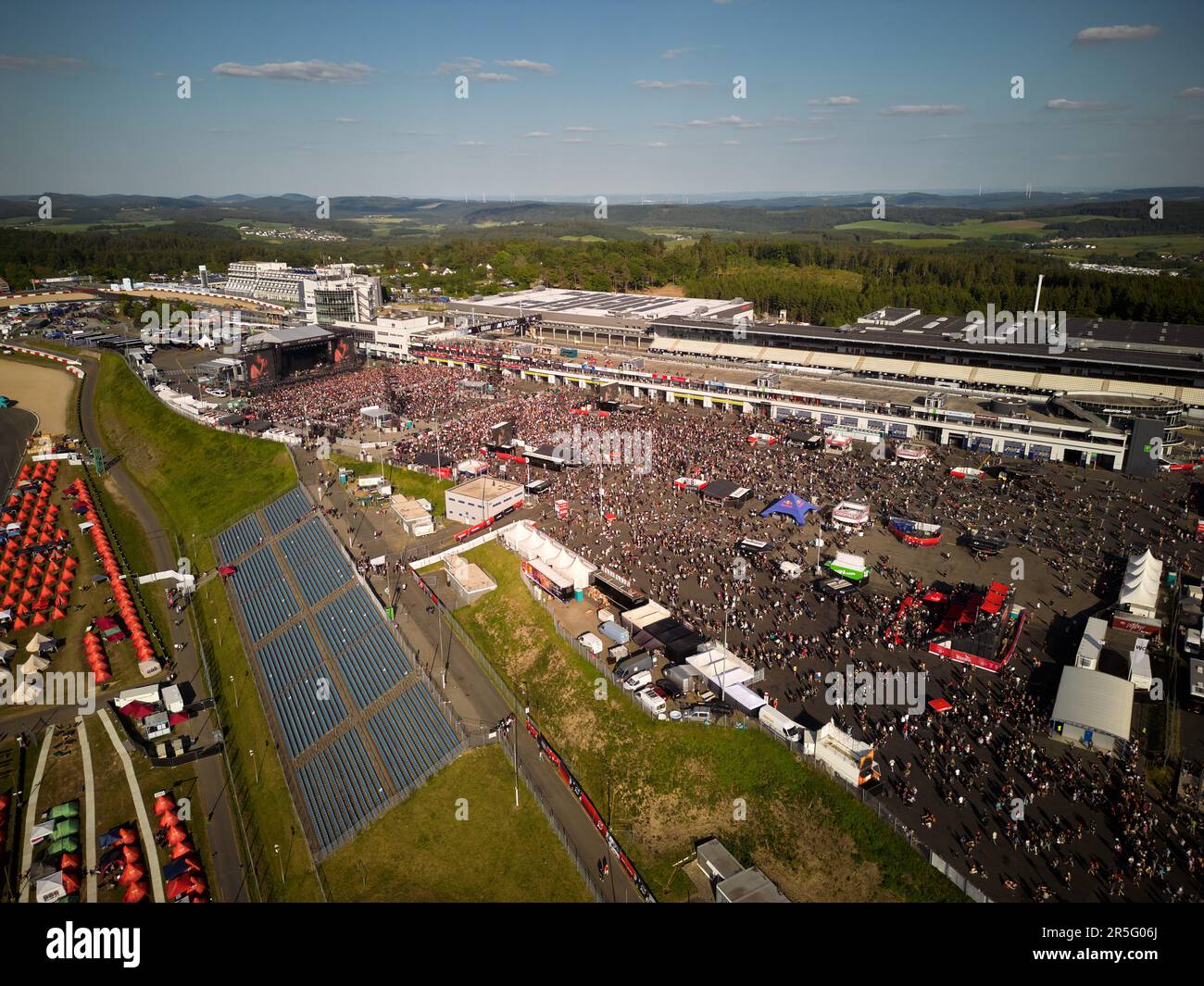 03 June 2023, Rhineland-Palatinate, Nürburg: Rock fans populate the ...