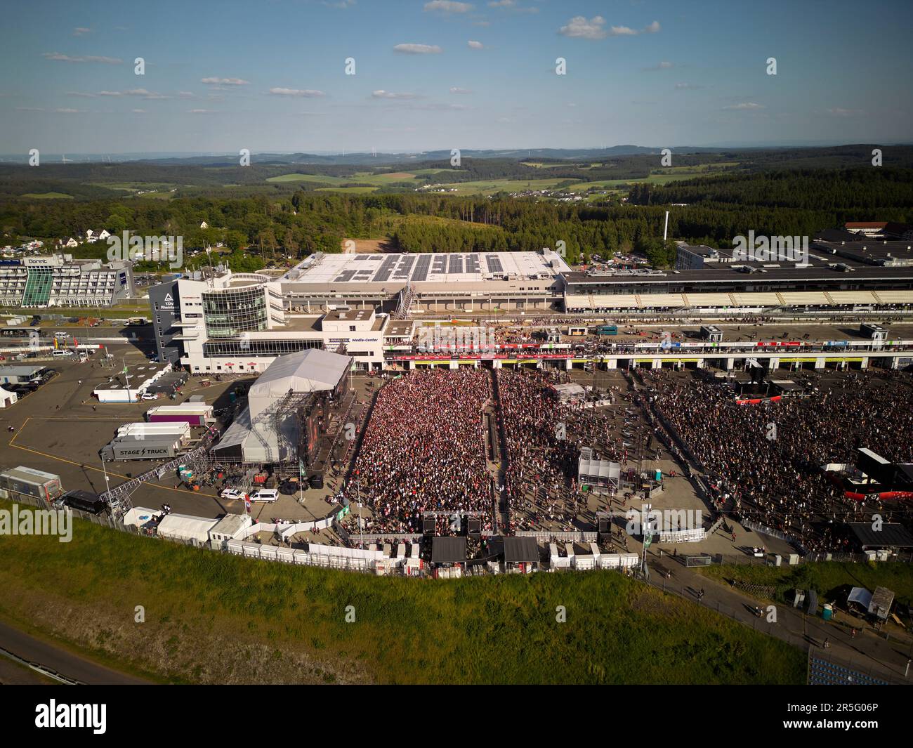 03 June 2023, Rhineland-Palatinate, Nürburg: Rock fans populate the ...