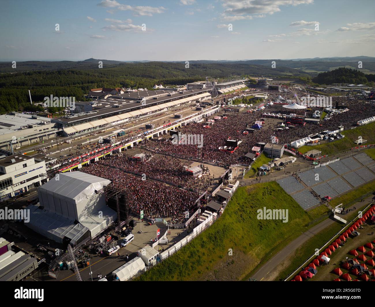 03 June 2023, Rhineland-Palatinate, Nürburg: Rock fans populate the ...