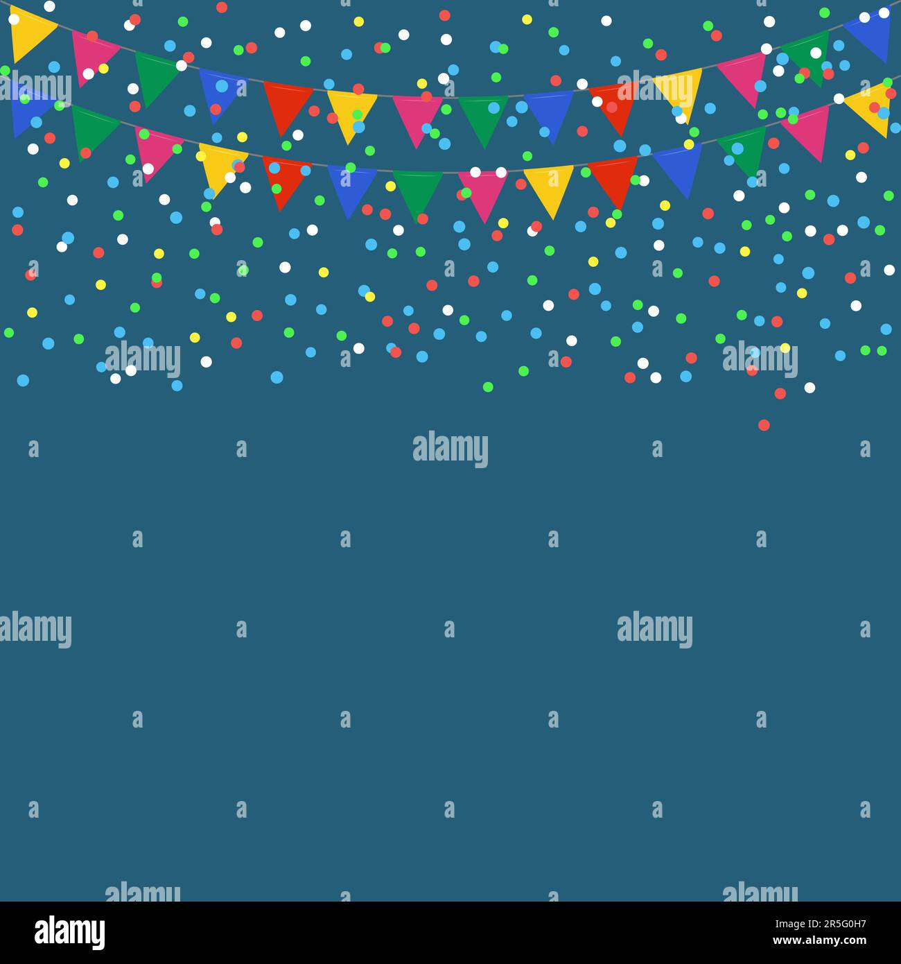 Celebrate background. Festive flags and confetti Stock Vector Image ...