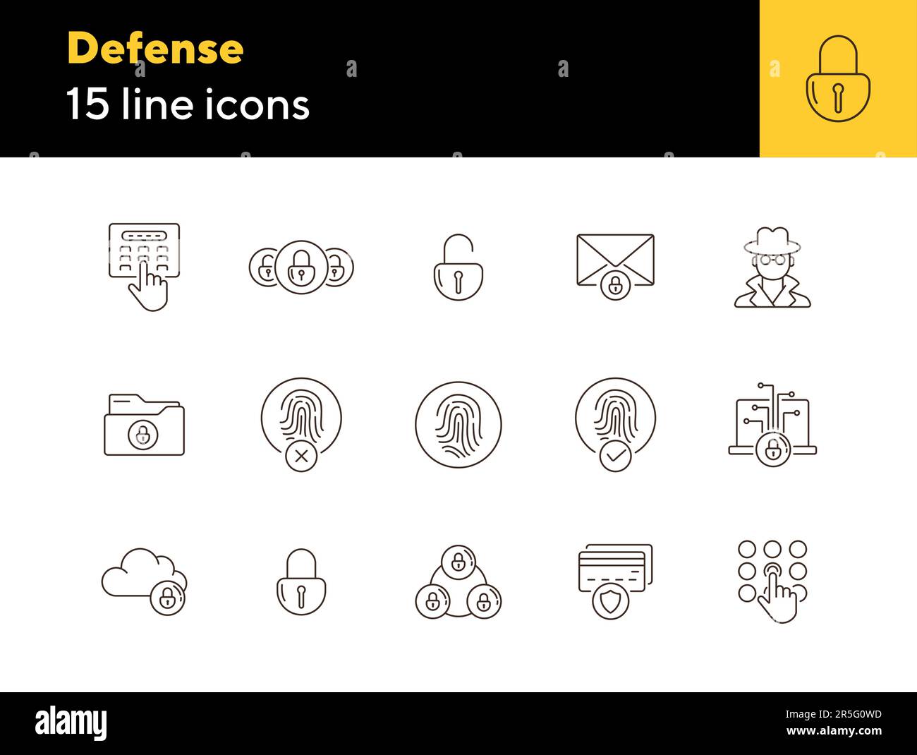 Defense line icons Stock Vector Image & Art - Alamy