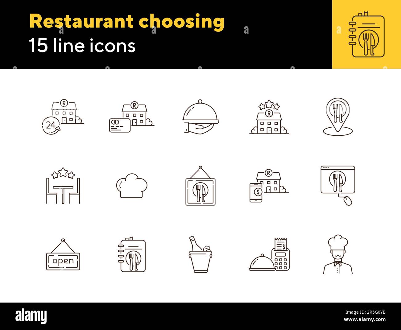 Restaurant choosing line icon set Stock Vector Image & Art - Alamy
