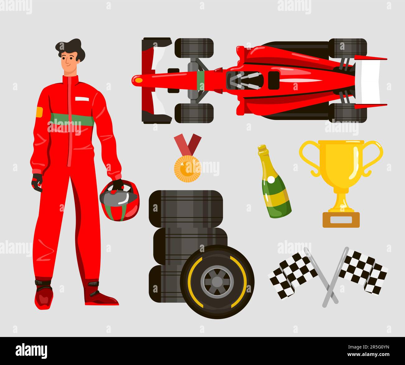 Racer cartoon character vector illustrations set Stock Vector Image ...