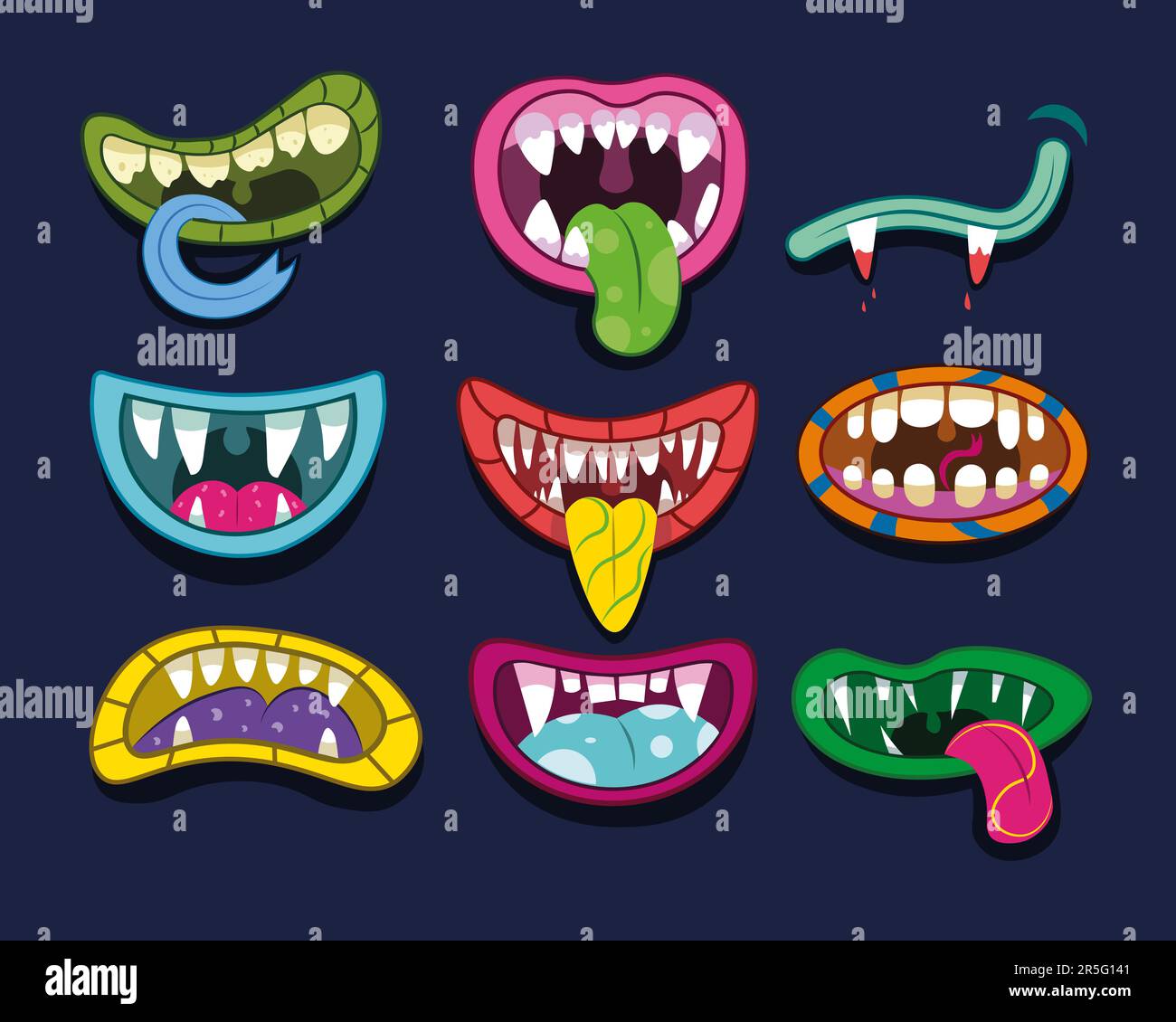 Scary flat sticker monster Stock Vector Images - Alamy