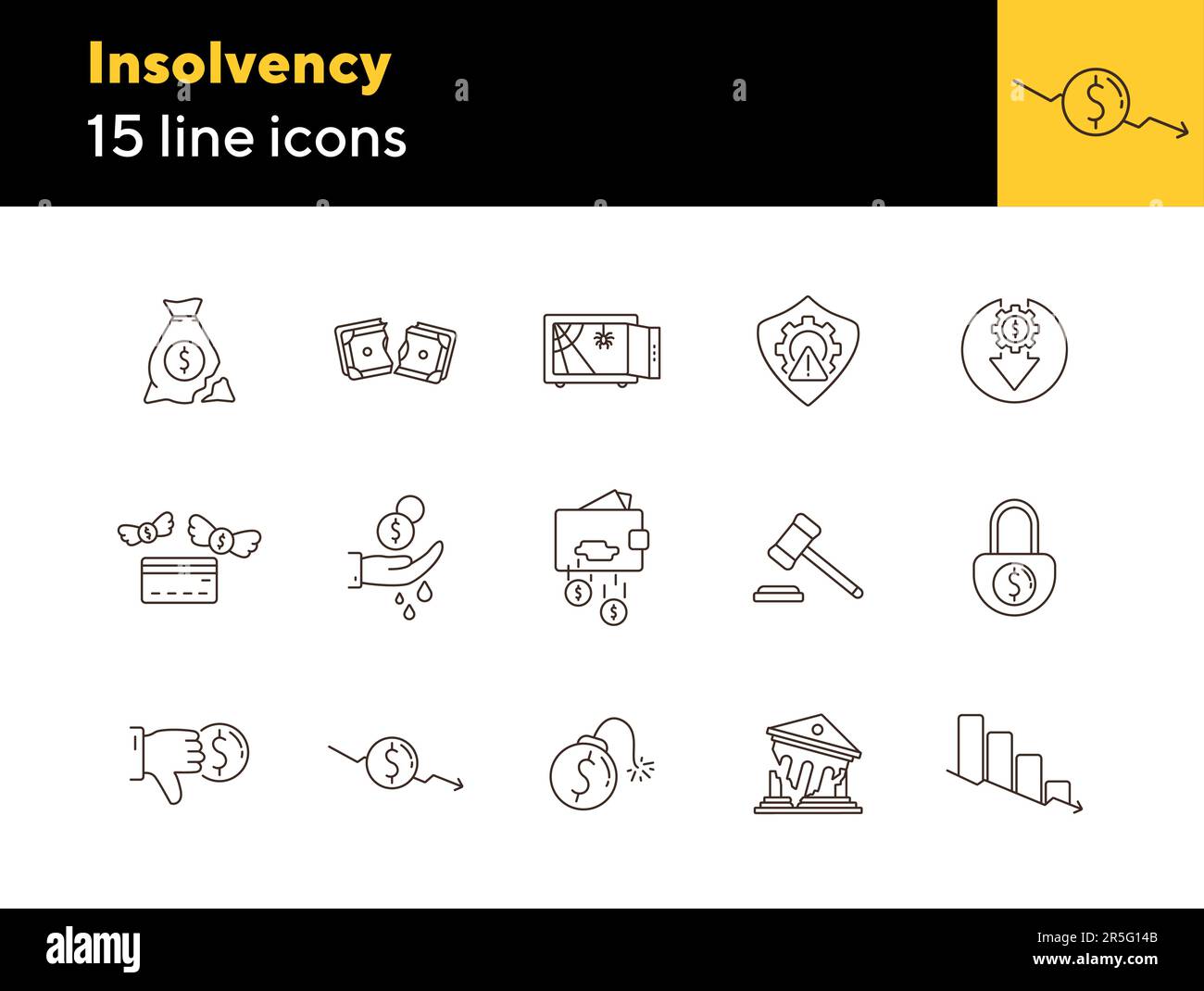 Insolvency line icon set Stock Vector Image & Art - Alamy