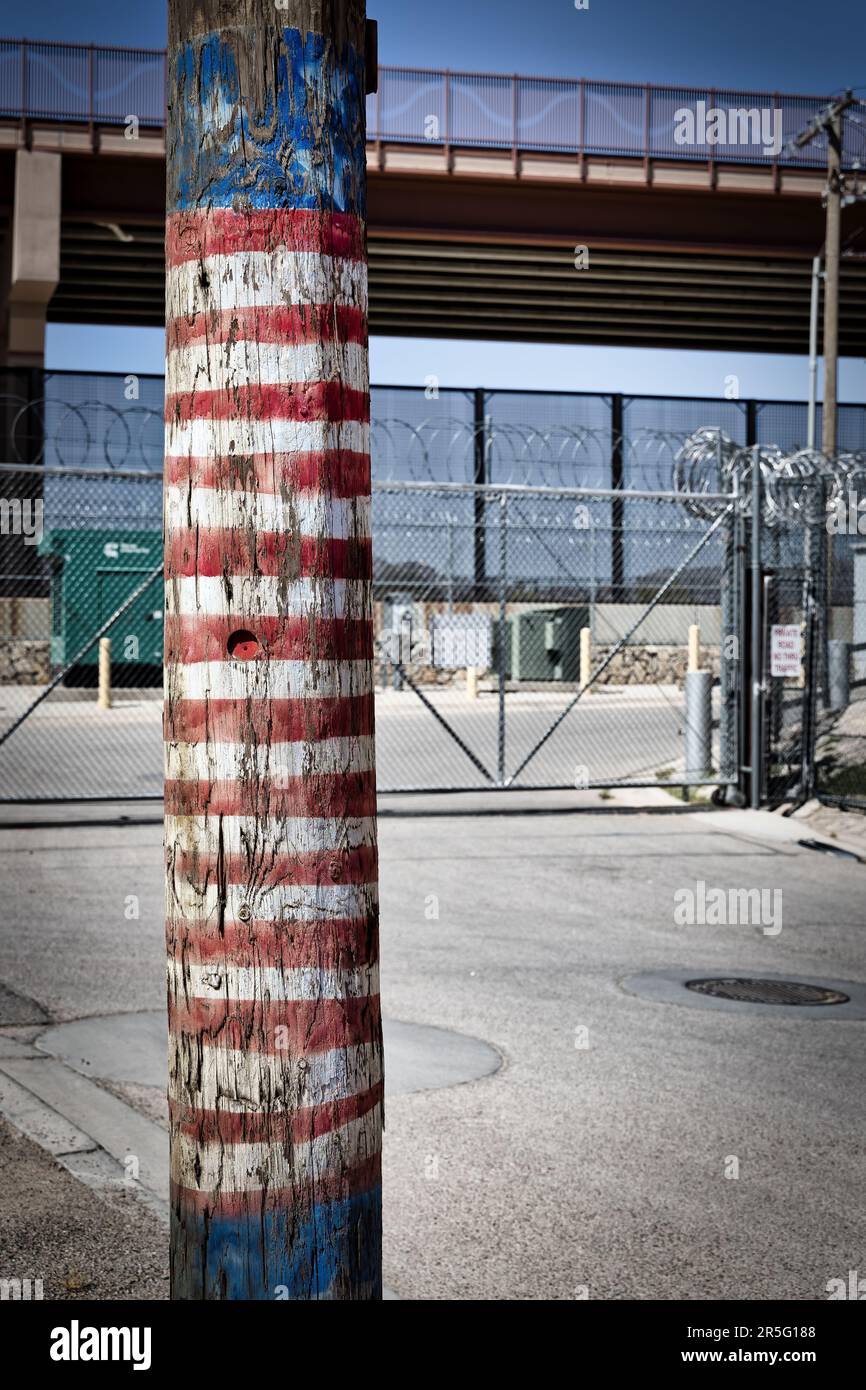 American flag on telephone pole hi-res stock photography and images - Alamy