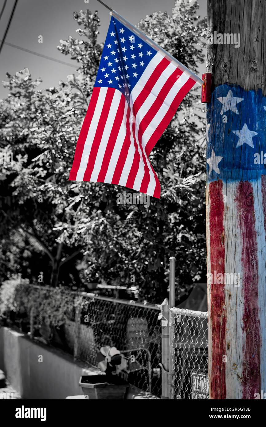 An American flag flies proudly in Chihuahuita, or the First Ward, and ...