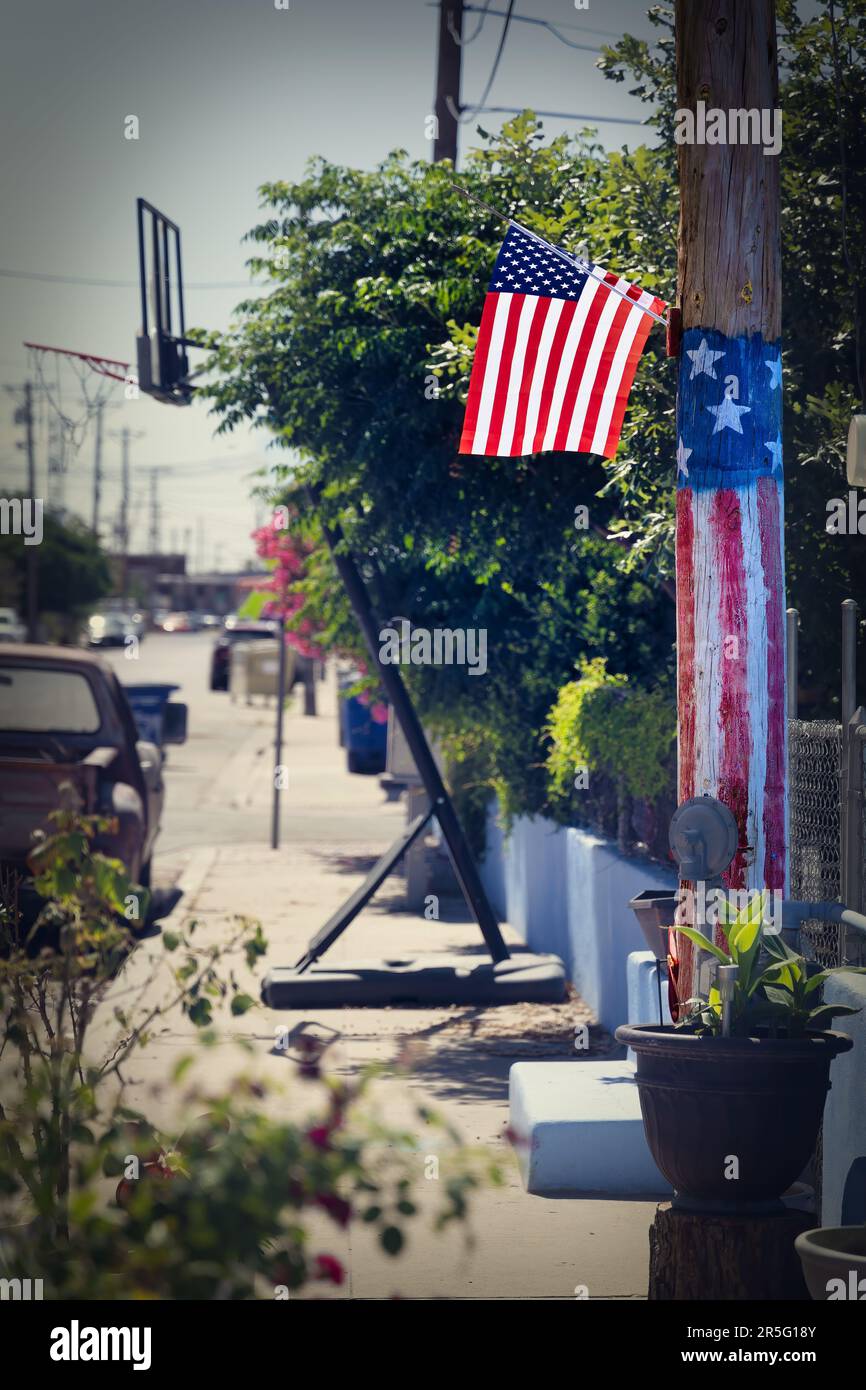 An American flag flies proudly in Chihuahuita, or the First Ward, and ...