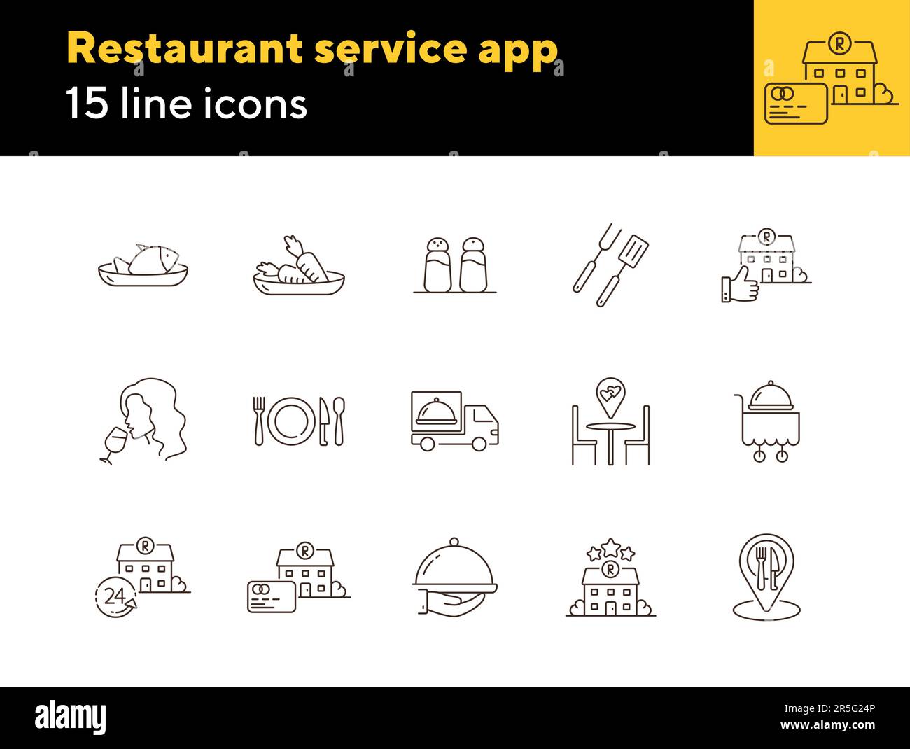Restaurant service app line icon set Stock Vector Image & Art - Alamy