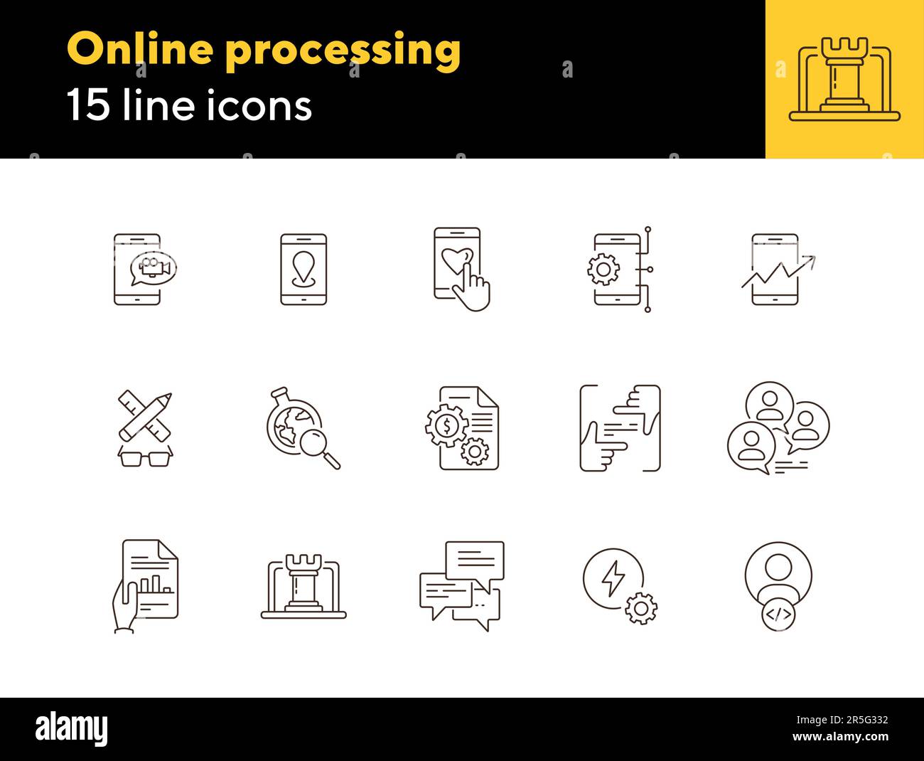 Online processing icons Stock Vector Image & Art - Alamy