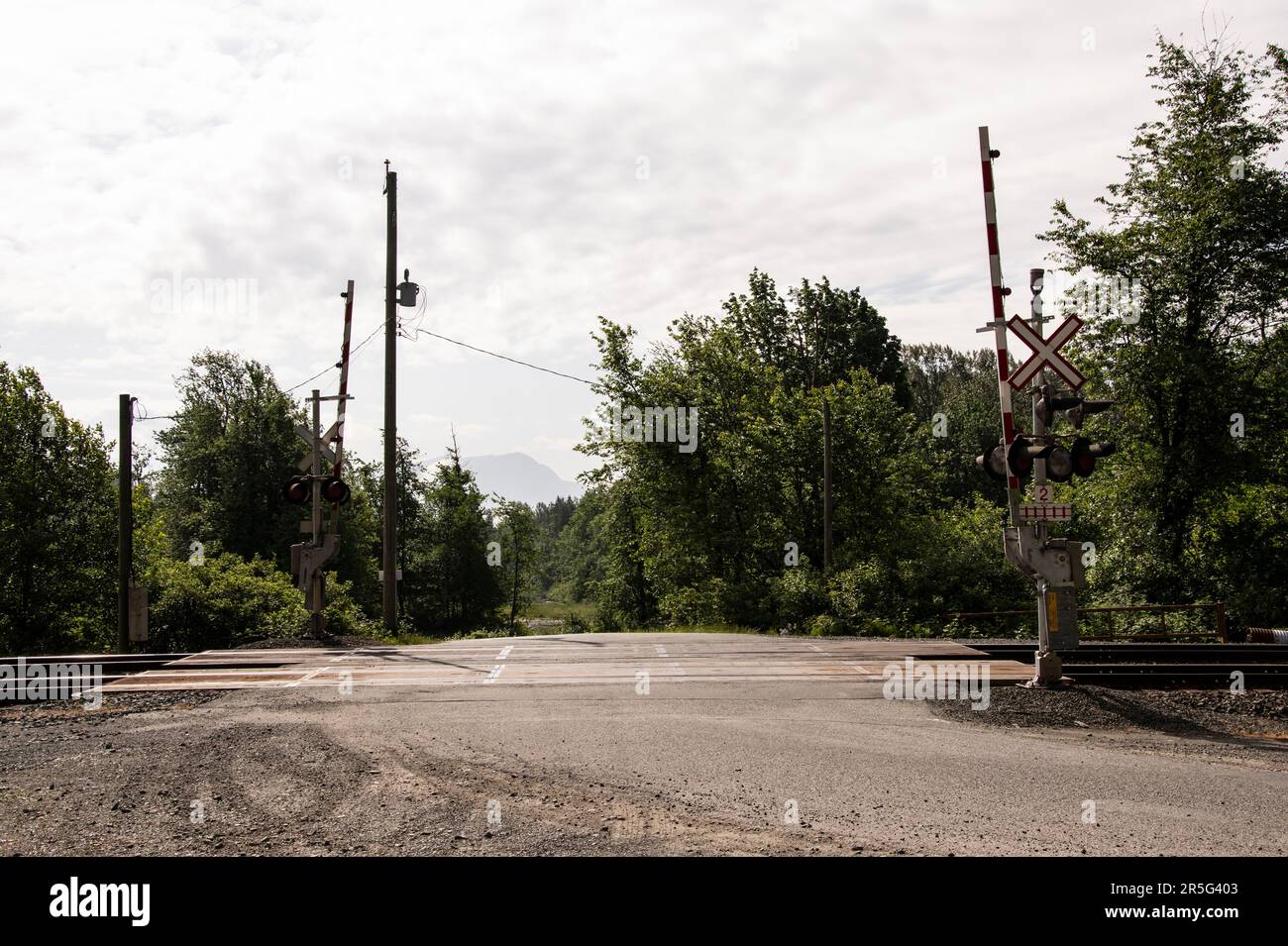 Railroad crossing sign on Malcolm Road in Deroche, Mission, British ...