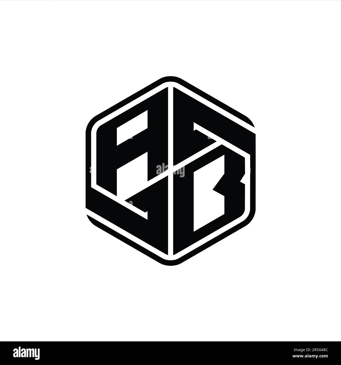 AB Letter Logo monogram hexagon shape with ornament abstract isolated outline design template ...