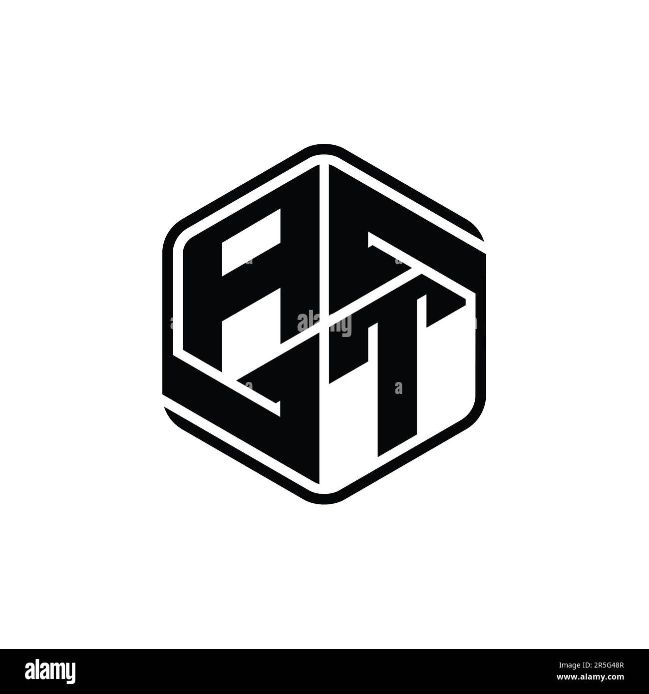 AT Letter Logo monogram hexagon shape with ornament abstract isolated ...