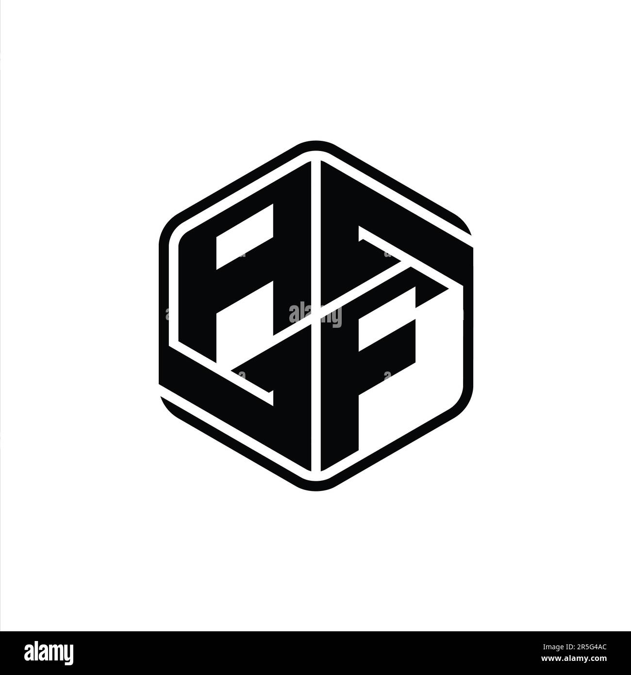 AF Letter Logo monogram hexagon shape with ornament abstract isolated outline design template ...