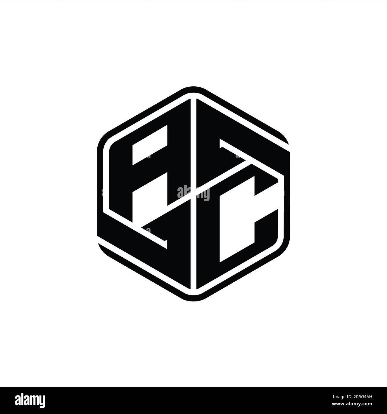 AC Letter Logo monogram hexagon shape with ornament abstract isolated outline design template ...