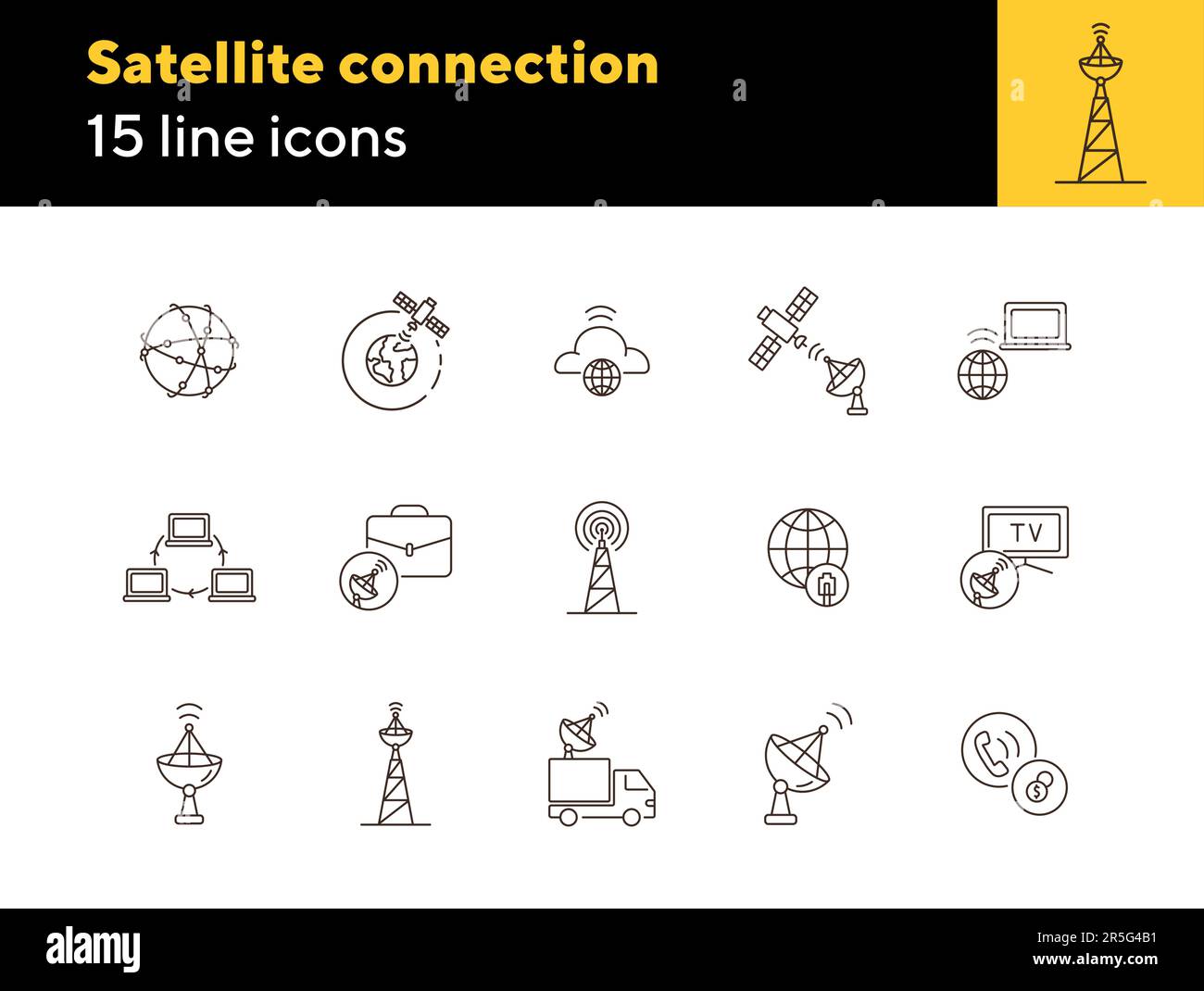 Satellite connection thin line icon set Stock Vector Image & Art - Alamy