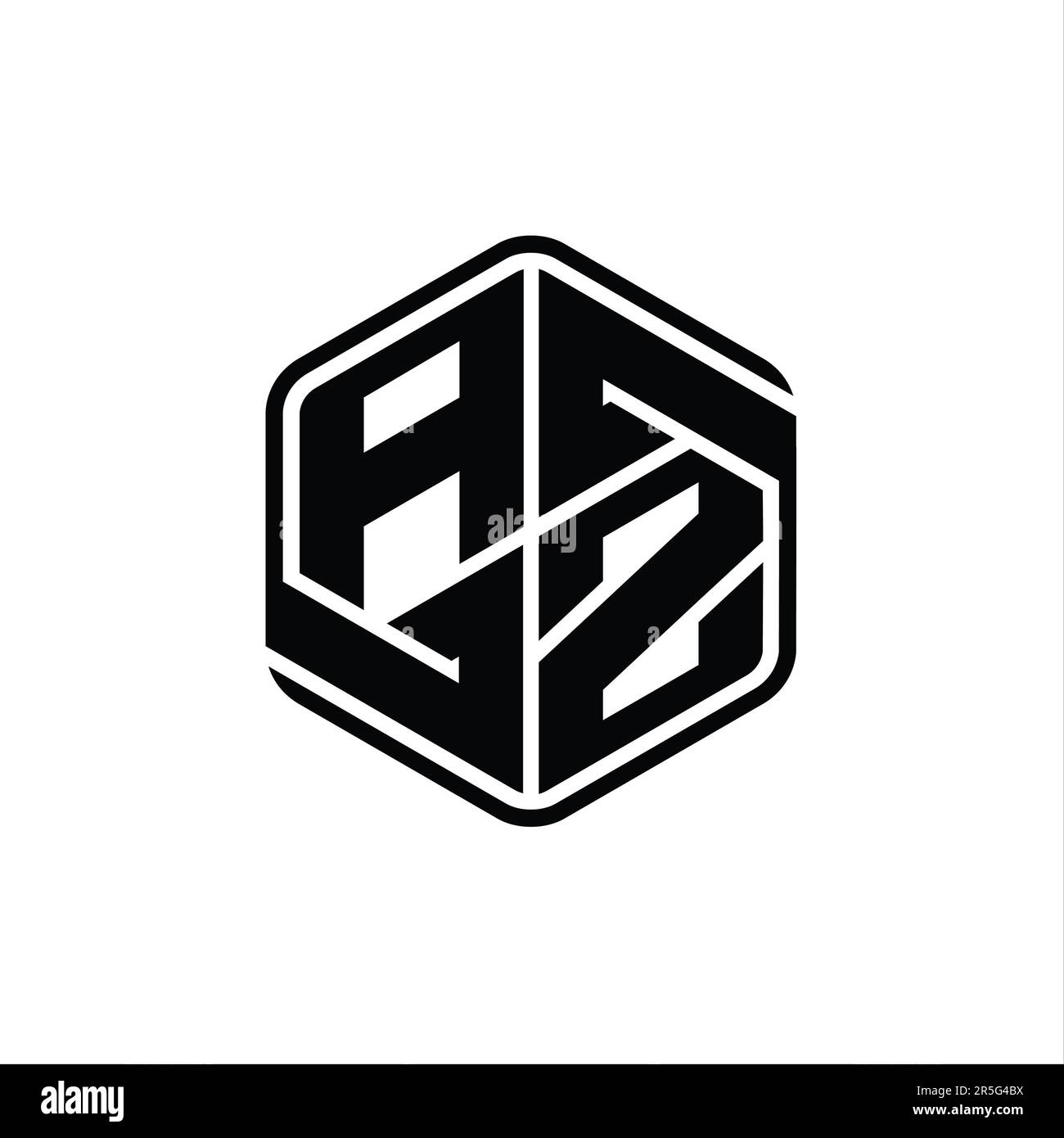 AZ Letter Logo monogram hexagon shape with ornament abstract isolated outline design template ...