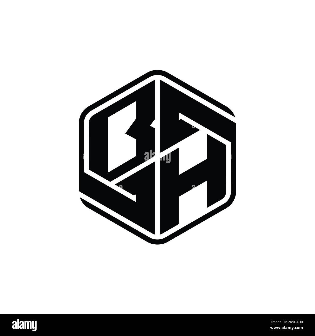 BH Letter Logo monogram hexagon shape with ornament abstract isolated ...