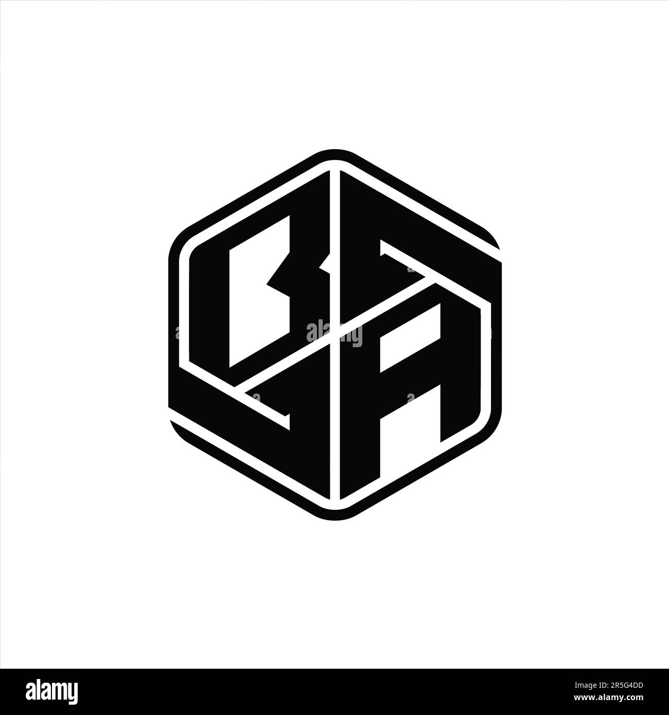 BA Letter Logo monogram hexagon shape with ornament abstract isolated outline design template ...