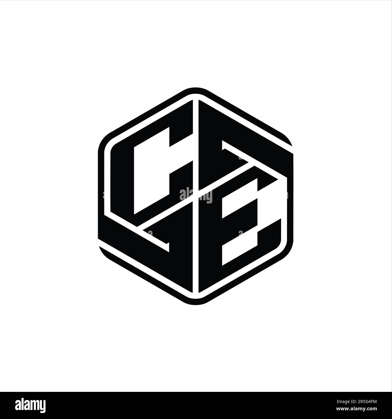 CE Letter Logo monogram hexagon shape with ornament abstract isolated ...