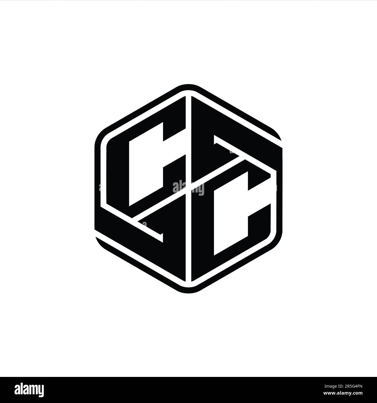 CC Letter Logo monogram hexagon shape with ornament abstract isolated ...