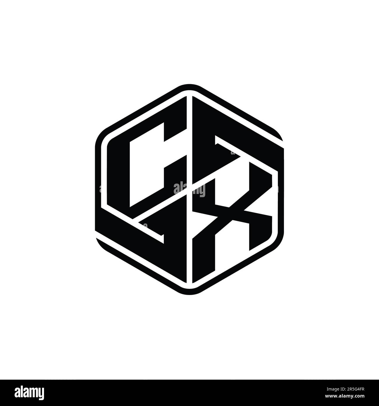 CX Letter Logo monogram hexagon shape with ornament abstract isolated outline design template ...