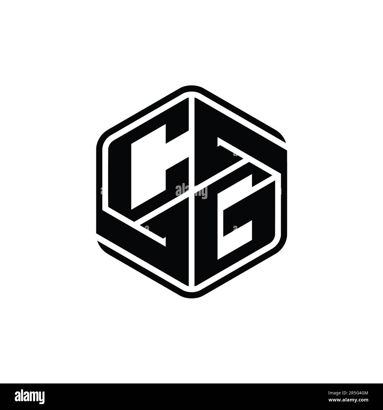 CG Letter Logo monogram hexagon shape with ornament abstract isolated ...