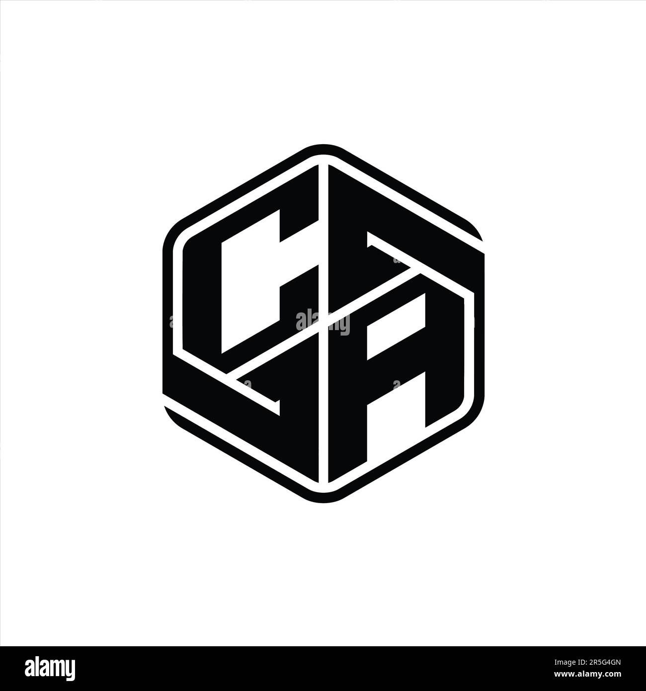 CA Letter Logo monogram hexagon shape with ornament abstract isolated ...