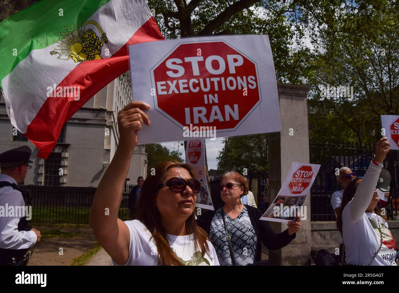 London, England, UK. 3rd June, 2023. British-Iranians gathered outside ...