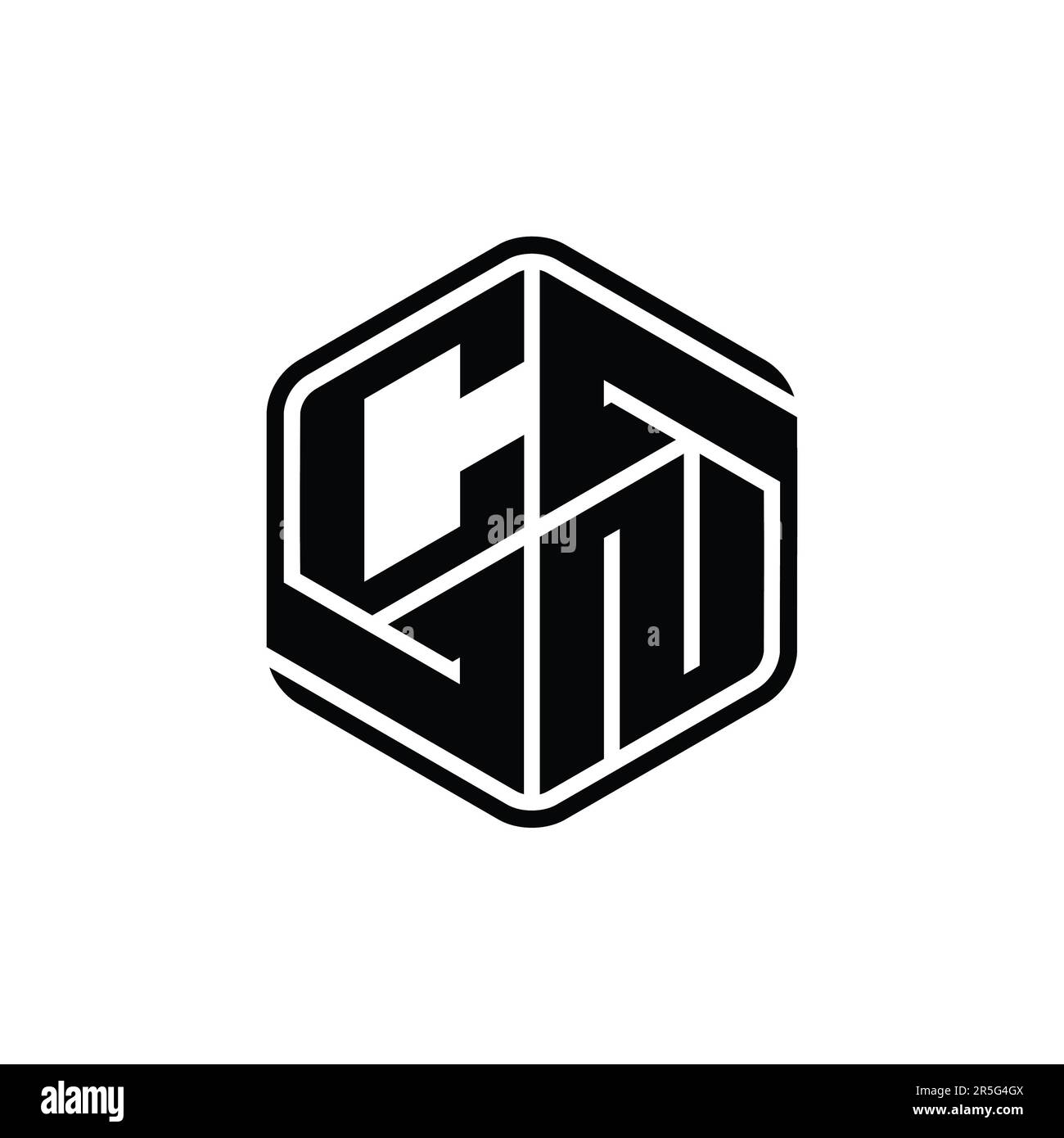 CN Letter Logo monogram hexagon shape with ornament abstract isolated outline design template ...