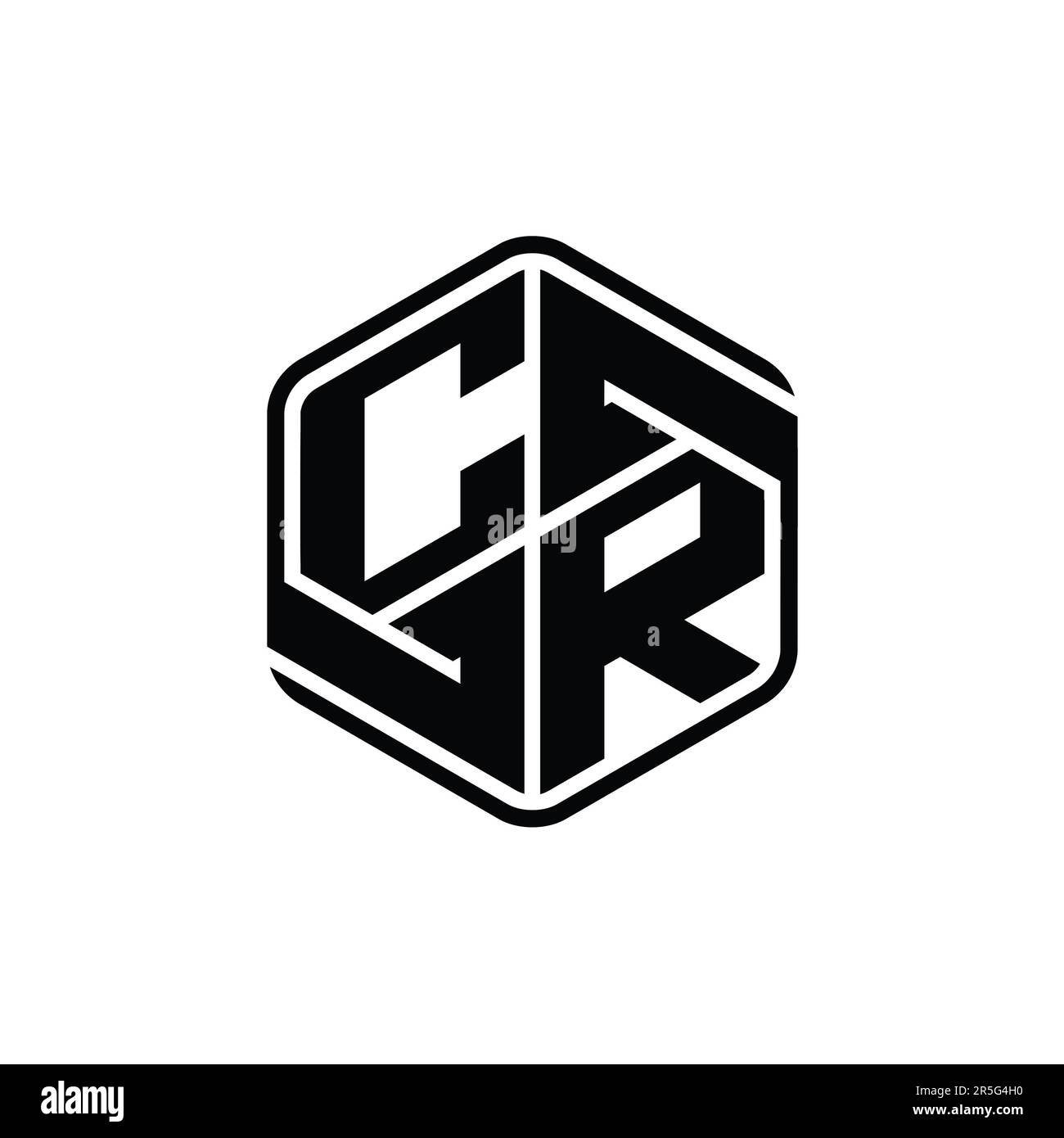 CR Letter Logo monogram hexagon shape with ornament abstract isolated ...