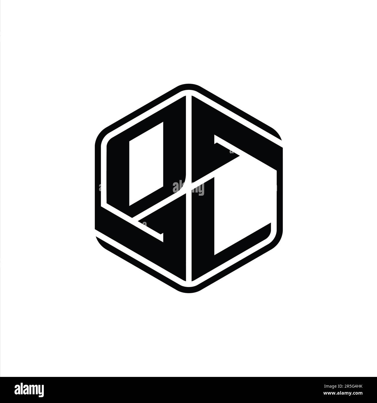 DL Letter Logo monogram hexagon shape with ornament abstract isolated outline design template ...