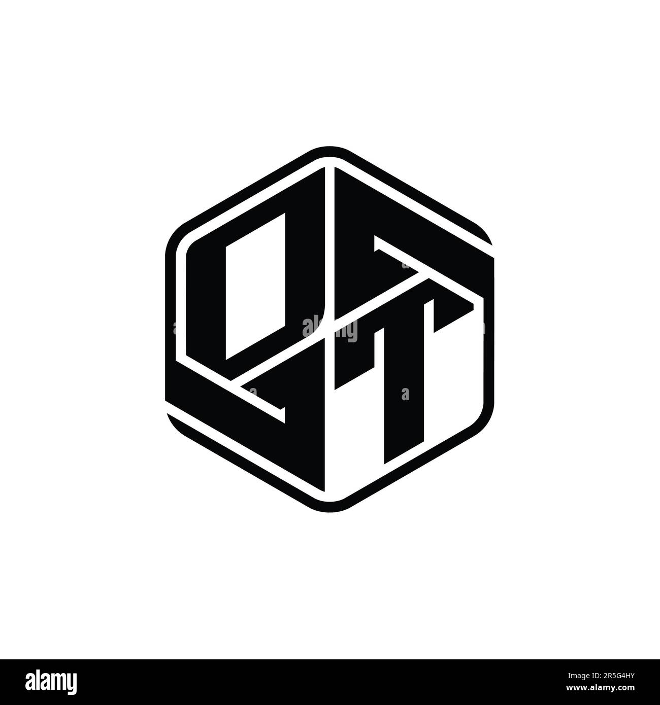 DT Letter Logo monogram hexagon shape with ornament abstract isolated ...