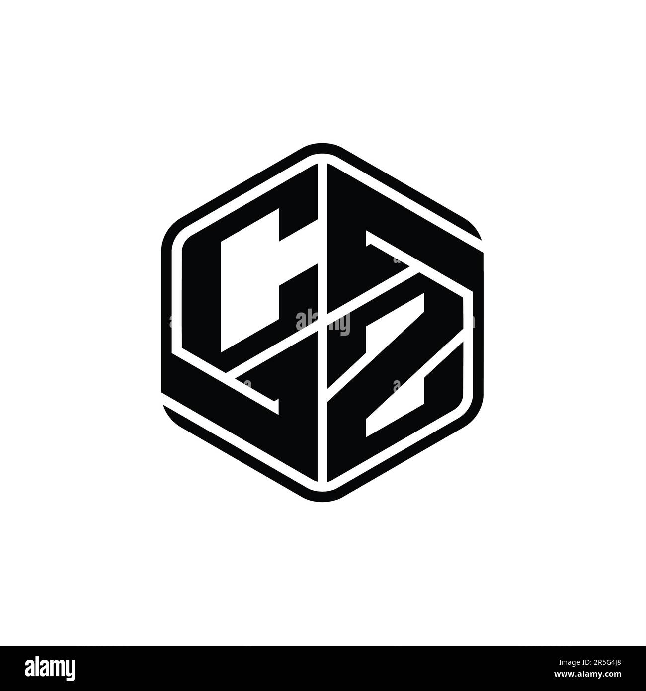 CZ Letter Logo monogram hexagon shape with ornament abstract isolated ...