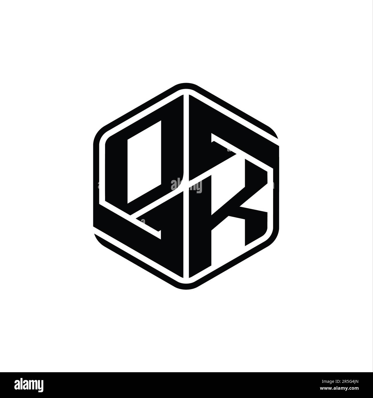 DK Letter Logo monogram hexagon shape with ornament abstract isolated outline design template ...