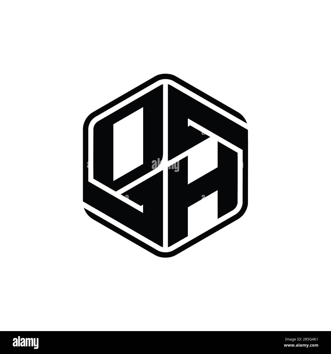 DH Letter Logo monogram hexagon shape with ornament abstract isolated ...