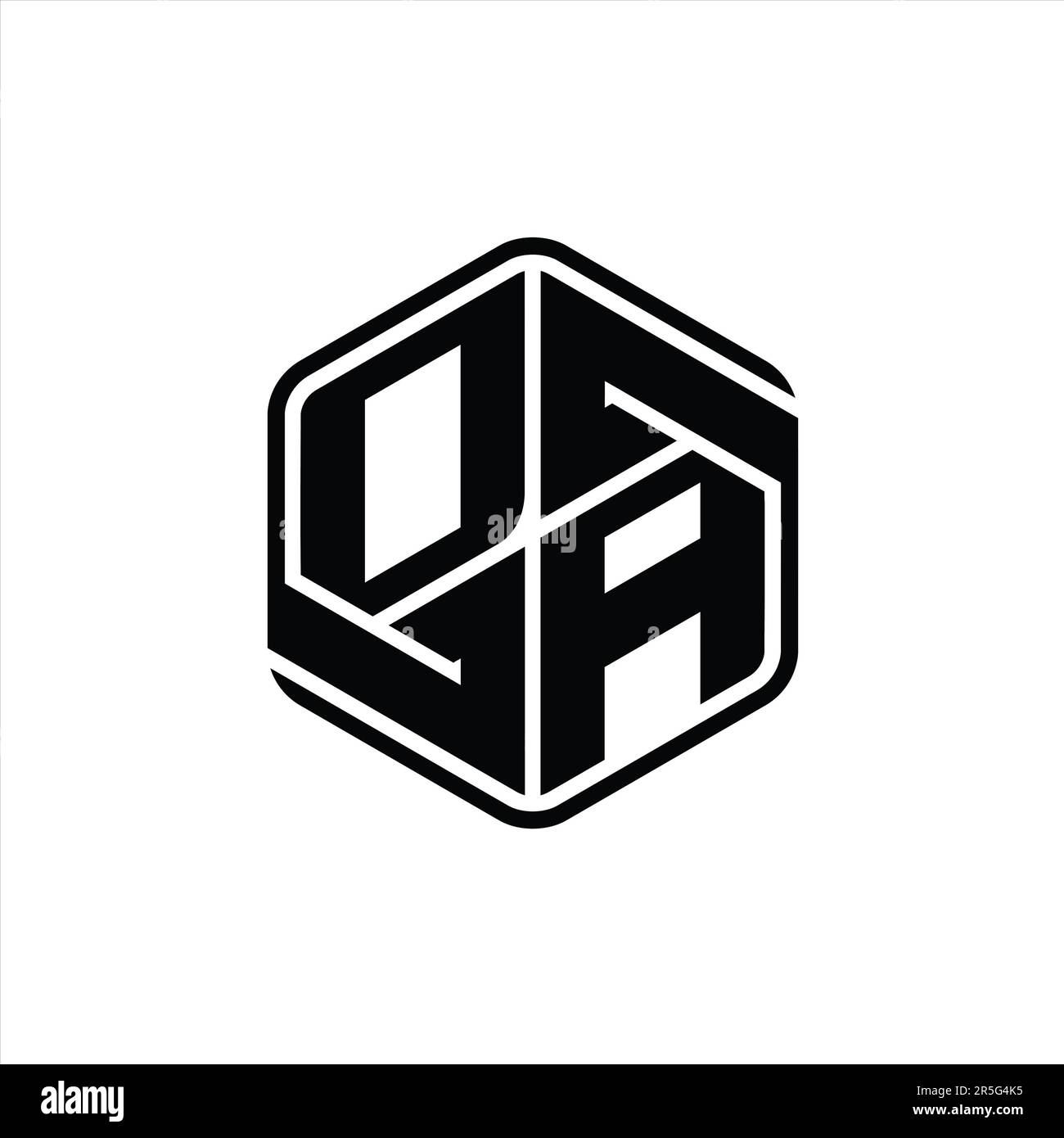 DA Letter Logo monogram hexagon shape with ornament abstract isolated outline design template ...