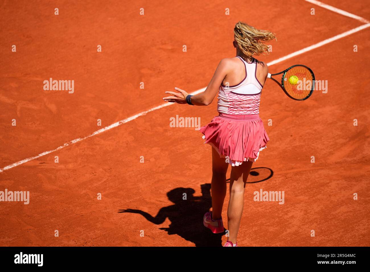 PARIS, FRANCE - JUNE 3: Mirra Andreeva plays a forehand during the 3nd ...