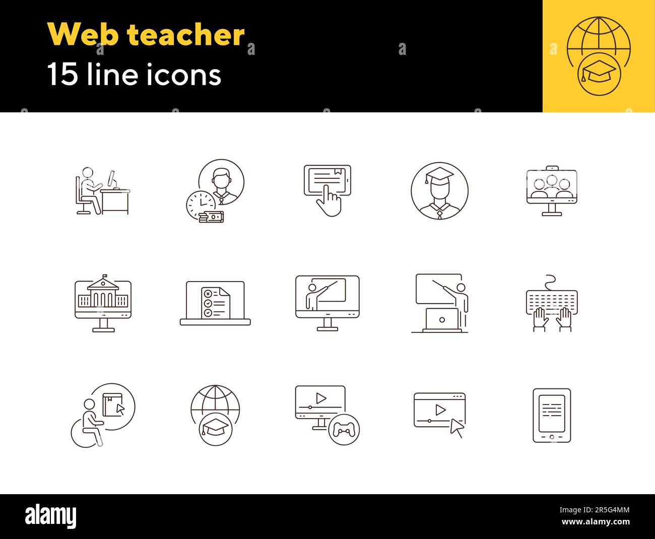 Web teacher line icon set Stock Vector Image & Art - Alamy