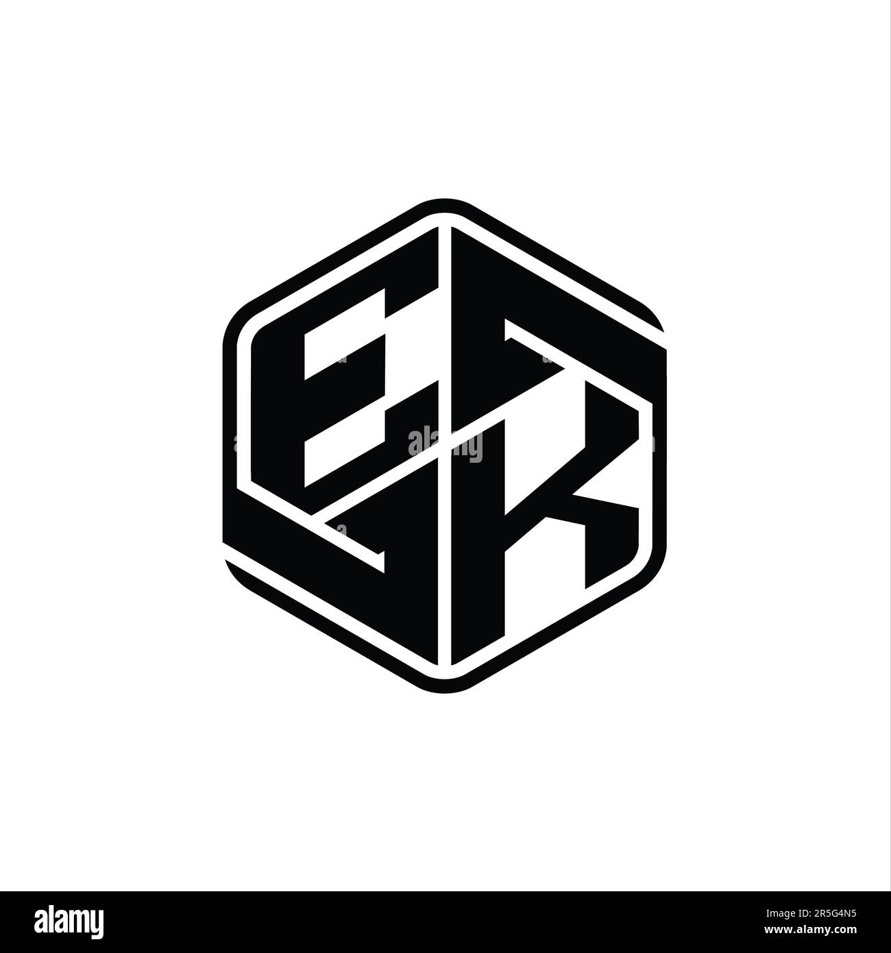 EK Letter Logo monogram hexagon shape with ornament abstract isolated outline design template ...