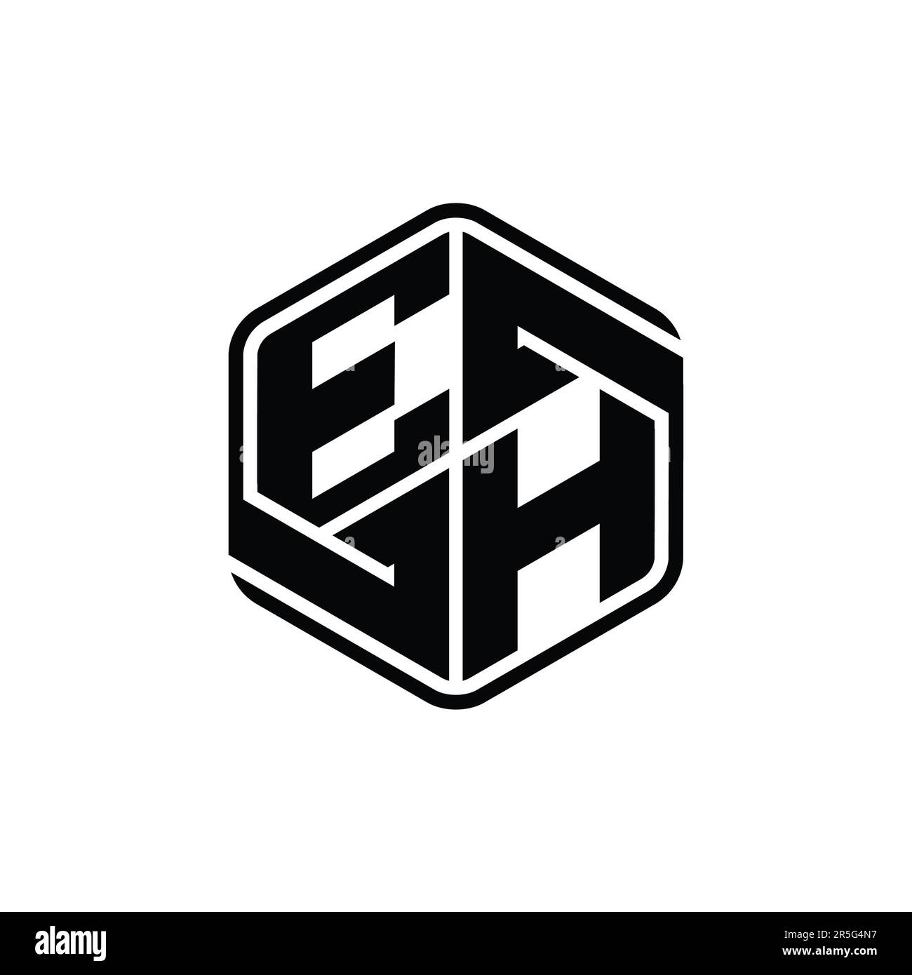 EH Letter Logo monogram hexagon shape with ornament abstract isolated ...