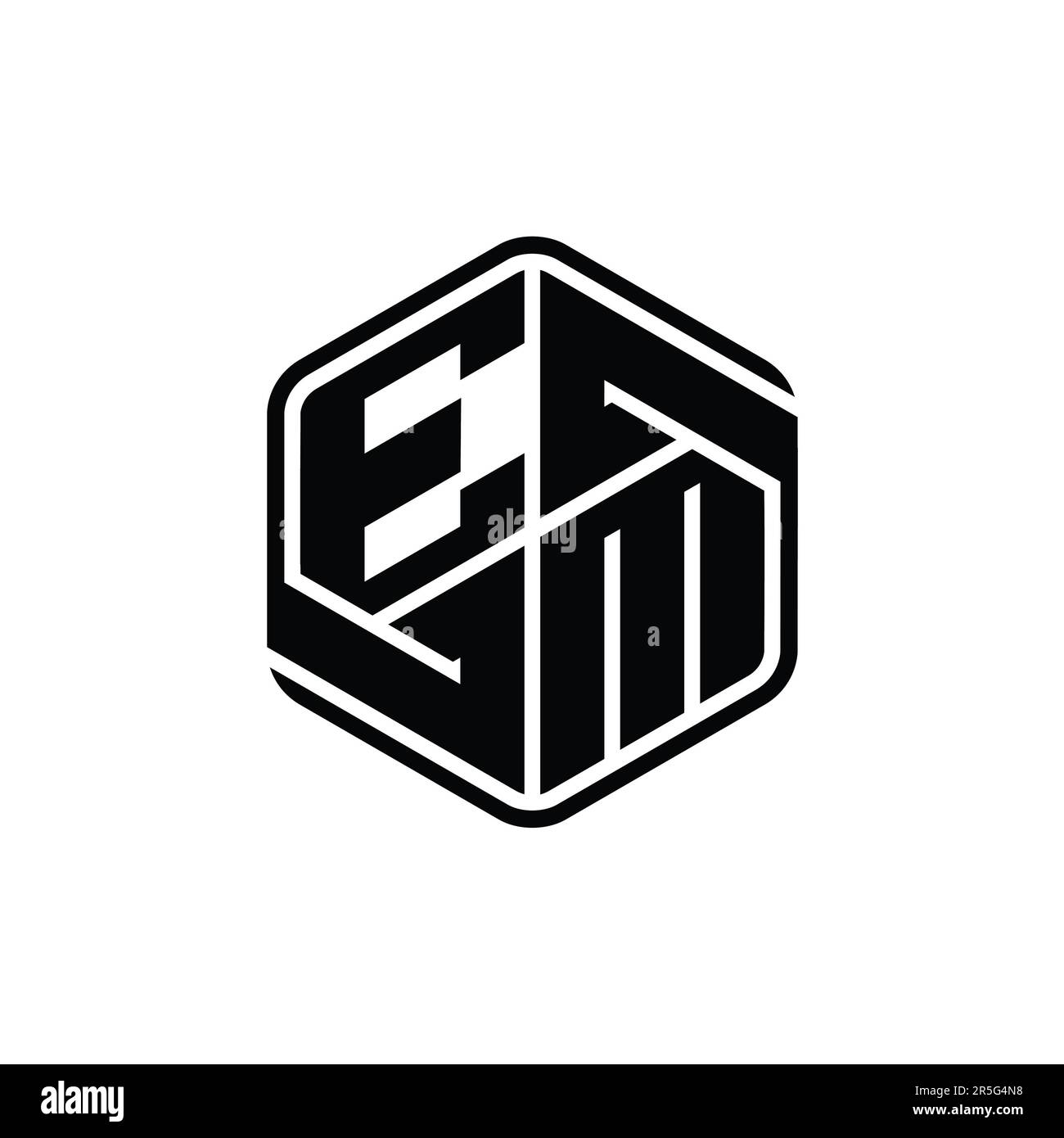EM Letter Logo monogram hexagon shape with ornament abstract isolated ...