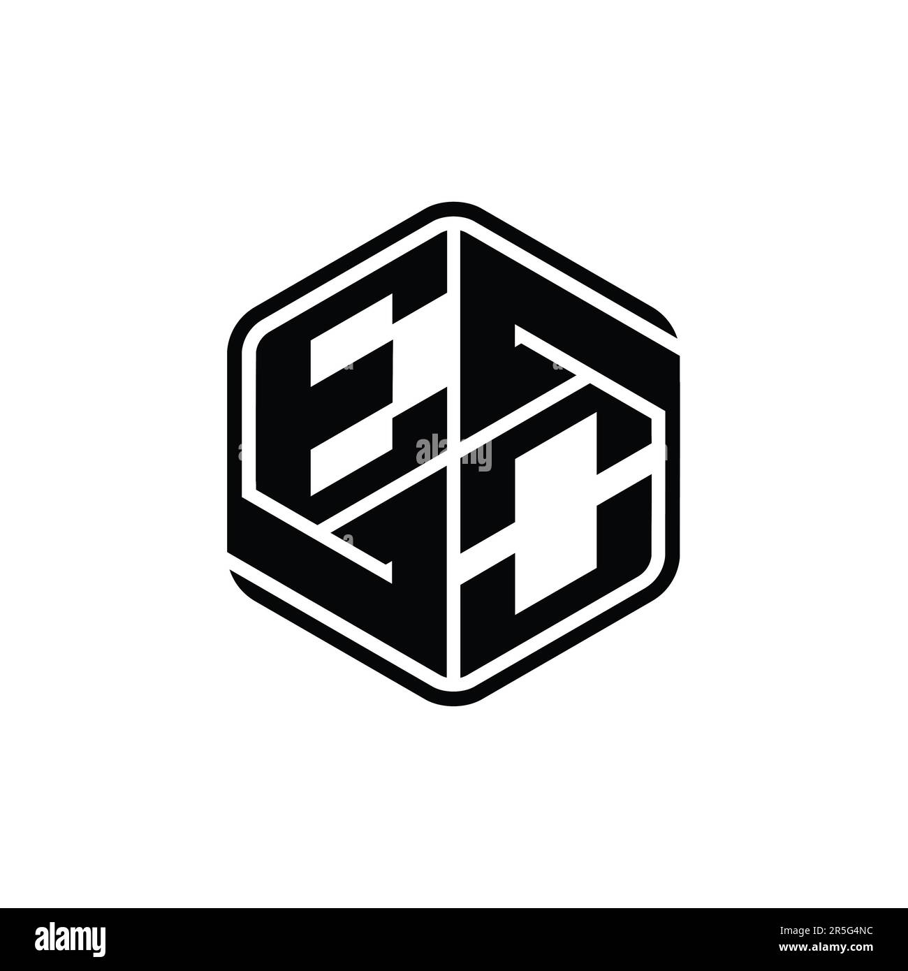 EO Letter Logo monogram hexagon shape with ornament abstract isolated outline design template ...