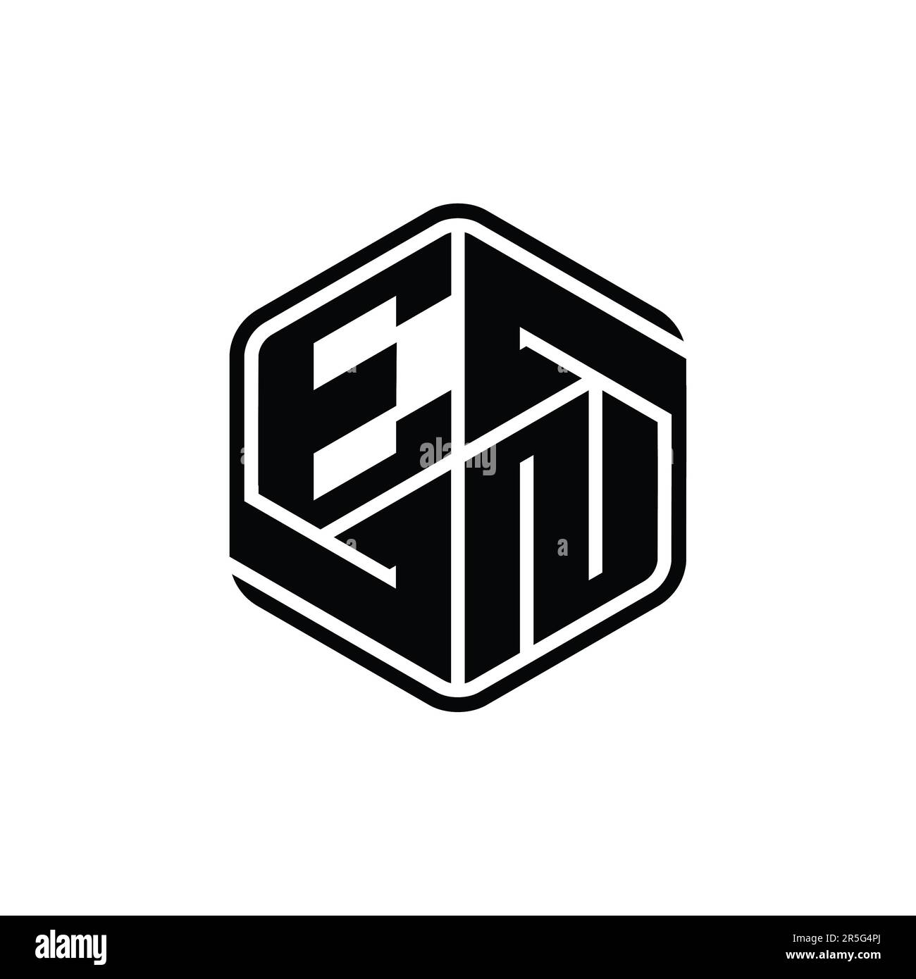 EN Letter Logo monogram hexagon shape with ornament abstract isolated outline design template ...