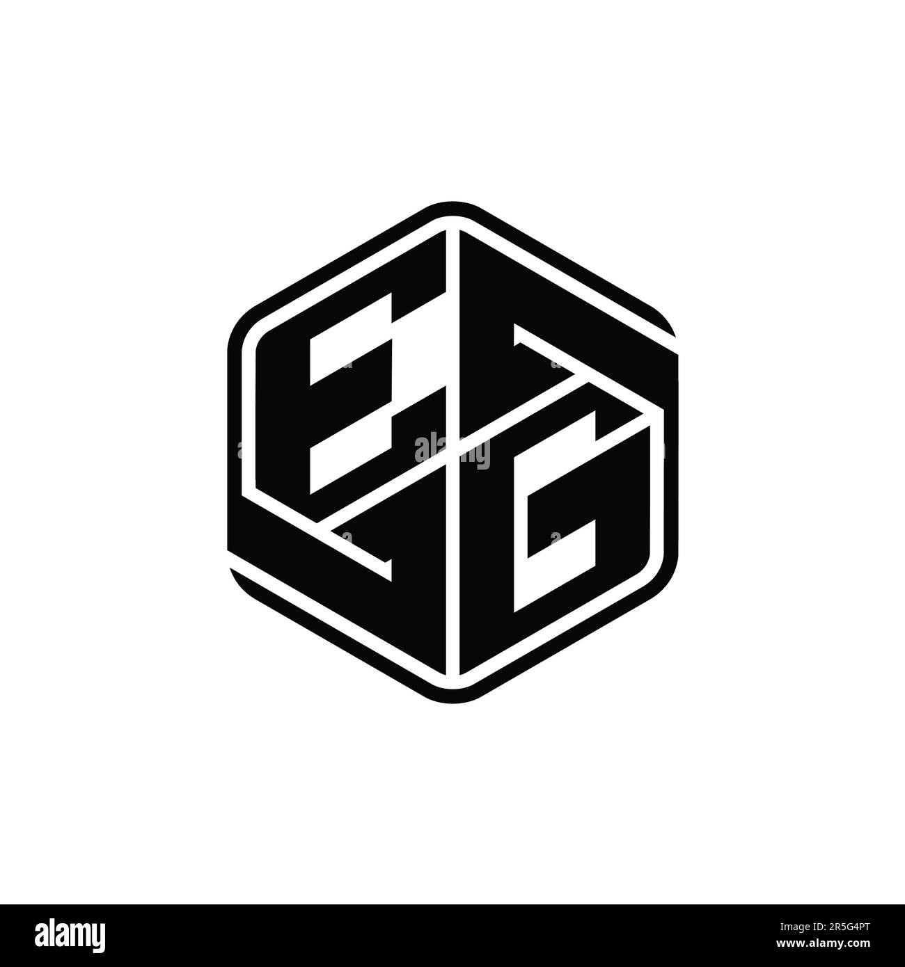 EG Letter Logo monogram hexagon shape with ornament abstract isolated ...