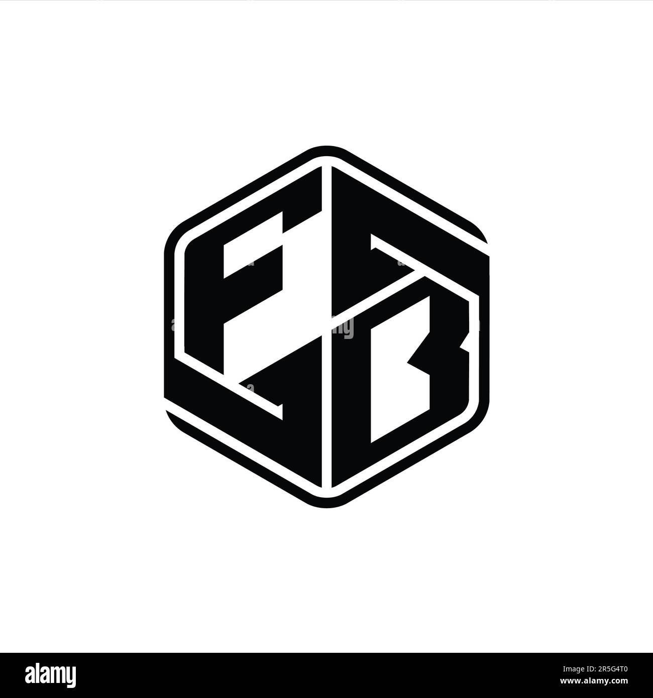FB Letter Logo monogram hexagon shape with ornament abstract isolated ...