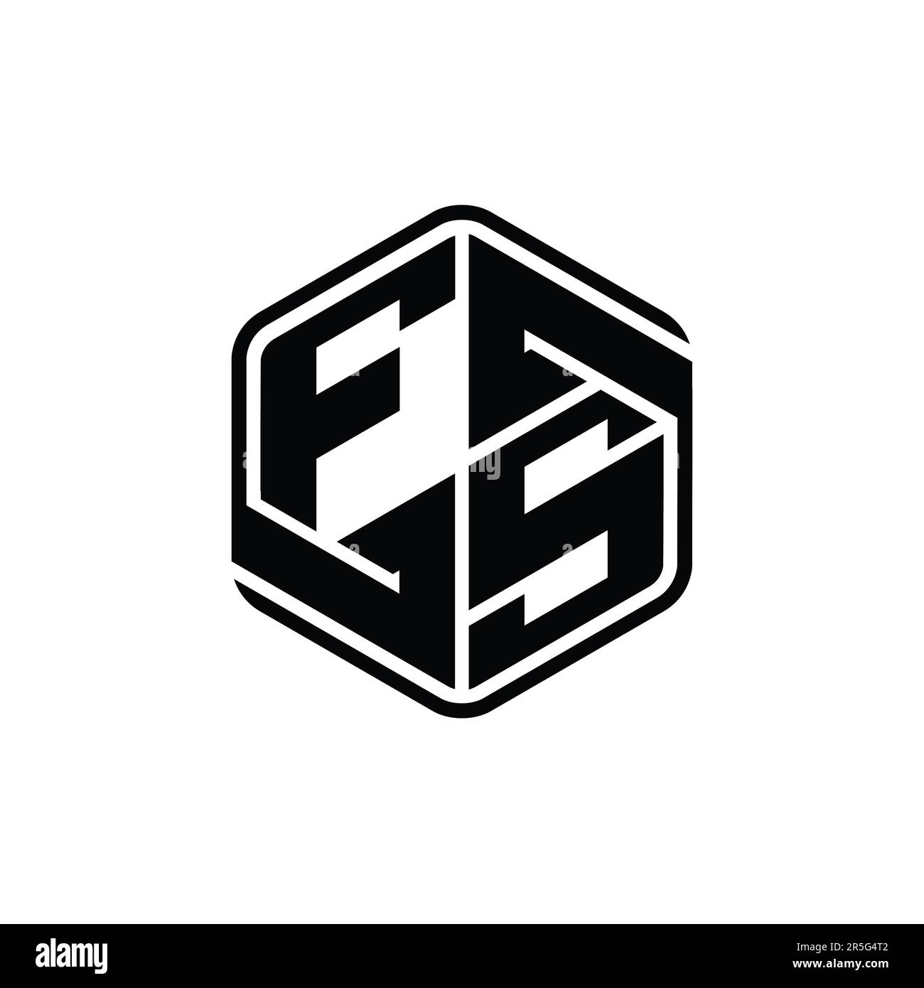 FS Letter Logo monogram hexagon shape with ornament abstract isolated ...