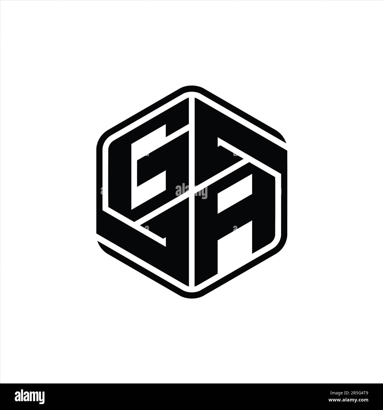 GA Letter Logo monogram hexagon shape with ornament abstract isolated ...