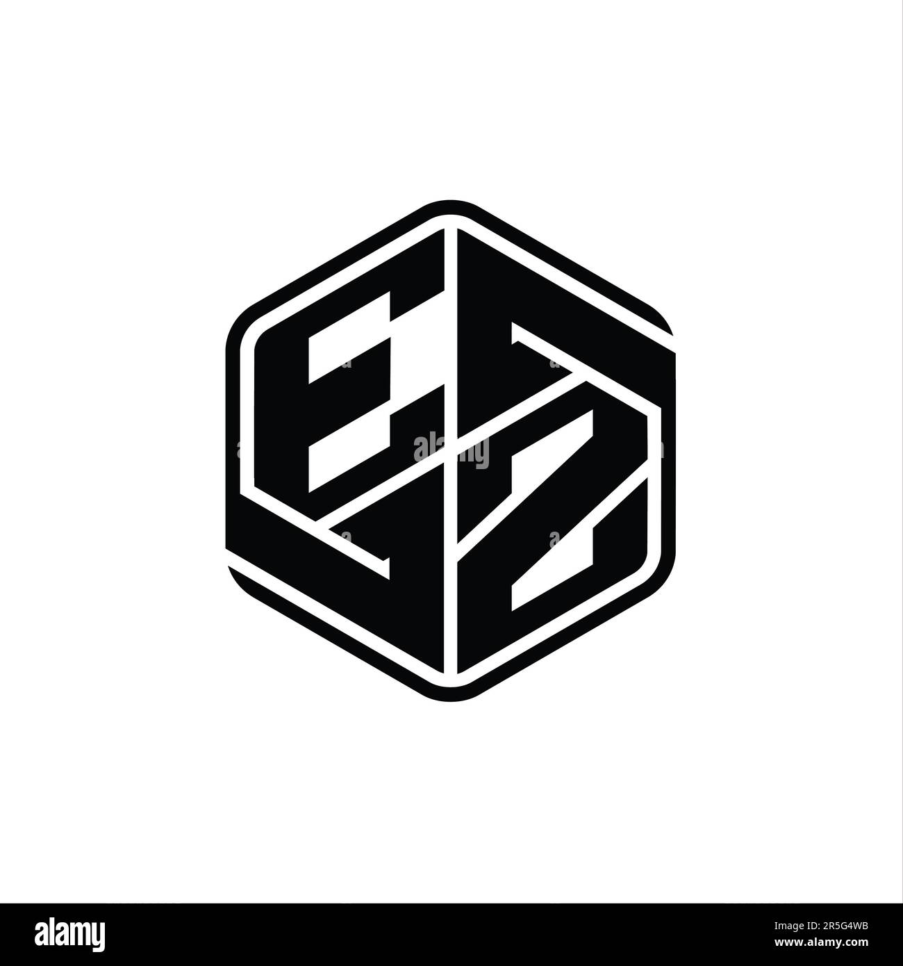EZ Letter Logo monogram hexagon shape with ornament abstract isolated outline design template ...